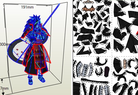 Uchiha Madara de Naruto (con lineas) en papercraft | 2.30 MB